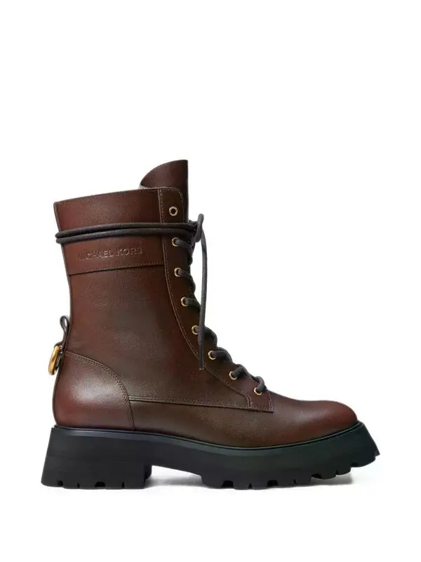 Michael Kors Caleb Burnished Leather Combat Boots