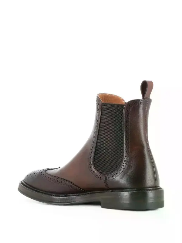 ALBERTO FASCIANI Brogue-detail Leather Chelsea Boots