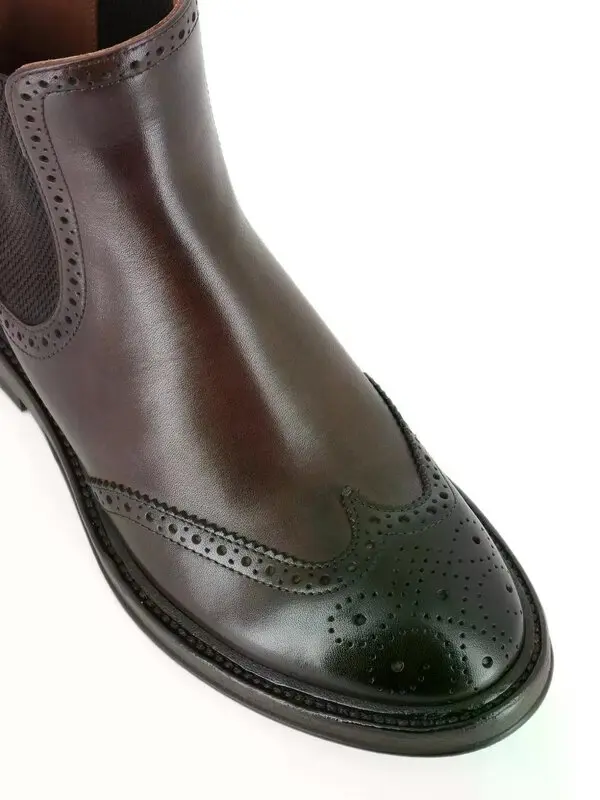 ALBERTO FASCIANI Brogue-detail Leather Chelsea Boots