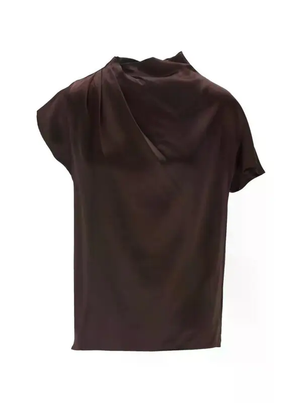 Staud Davina Draped Silk-blend Top - Brown