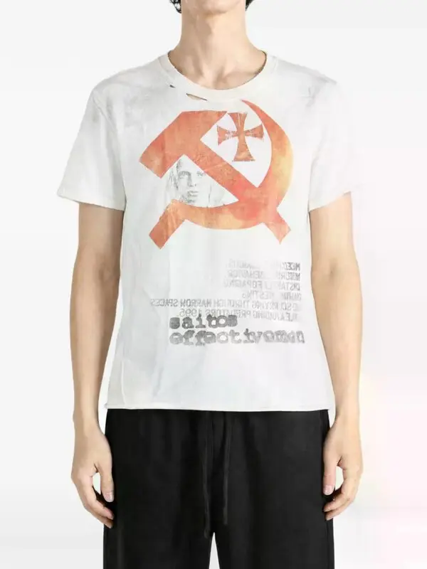 SAITOS Graphic-print Distressed T-shirt