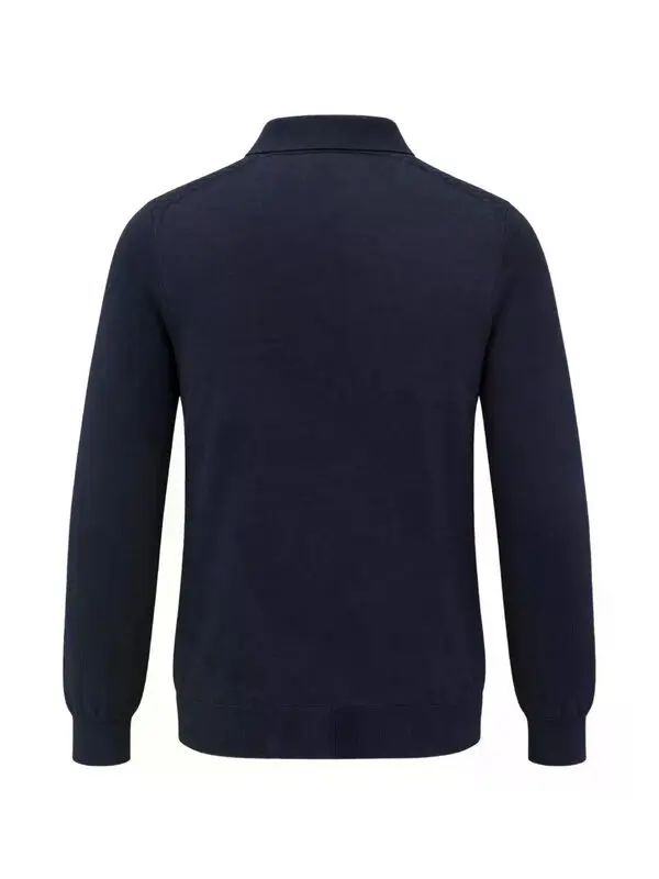 PANICALE Textured-knit Long-sleeve Polo Shirt