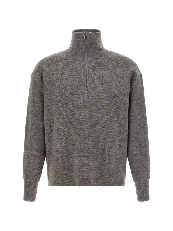 MA'RY'YA Half-zip Dropped-shoulder Sweater - Grey