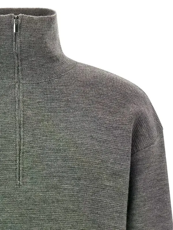 MA'RY'YA Half-zip Dropped-shoulder Sweater - Grey