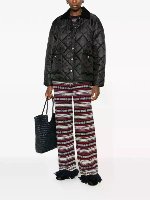 ANINE BING Luca Quilted Corduroy-collar Jacket - Black