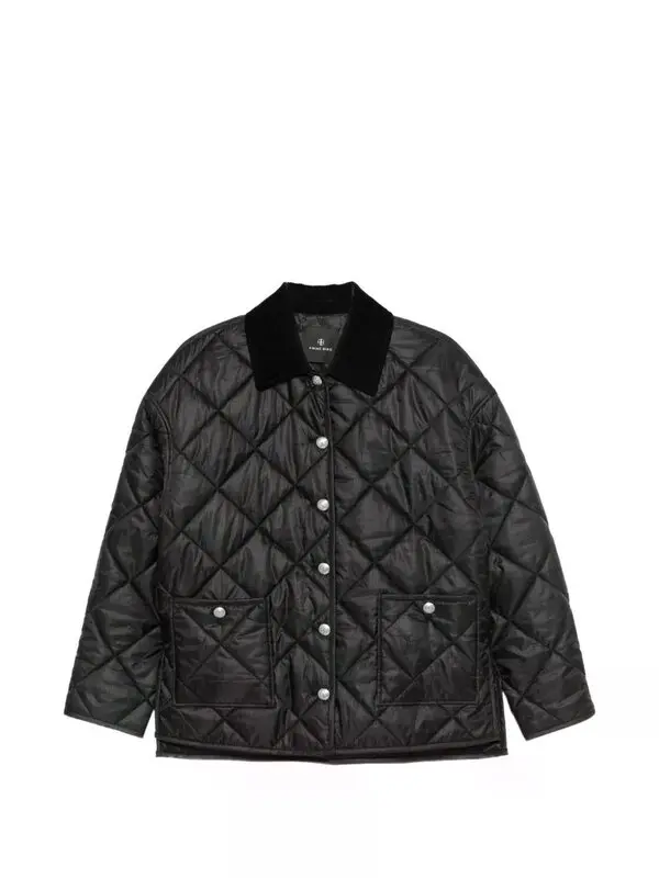 ANINE BING Luca Quilted Corduroy-collar Jacket - Black