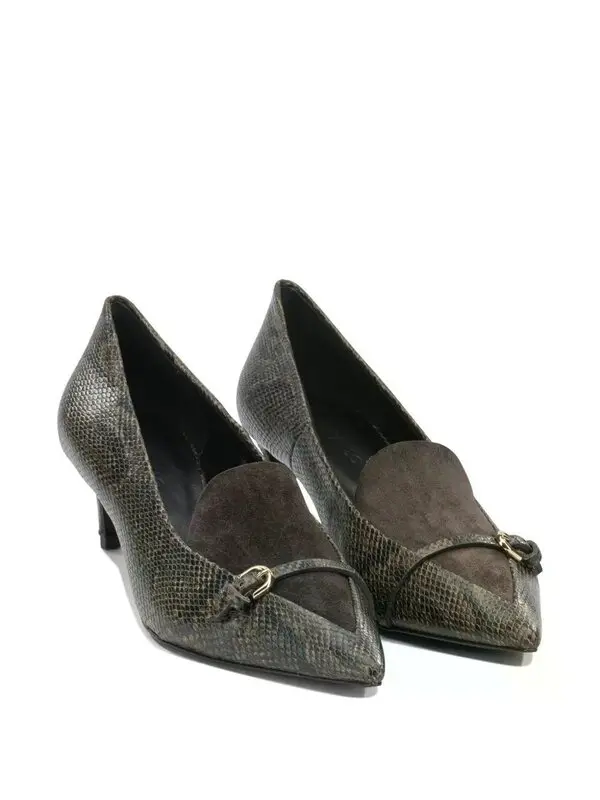 DEL CARLO Snake-effect Buckle-detail Pumps