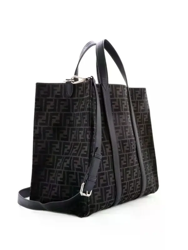 Fendi Convertible Open Zucca Jacquard Fabric And Leather Large Tote Bag