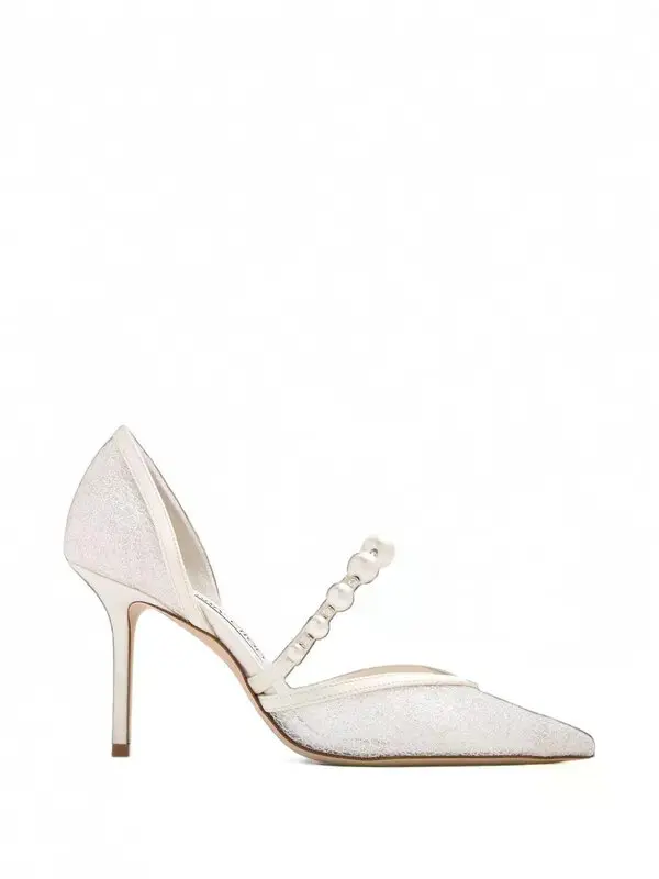 JIMMY CHOO Pearl-embellished Lace Pumps
