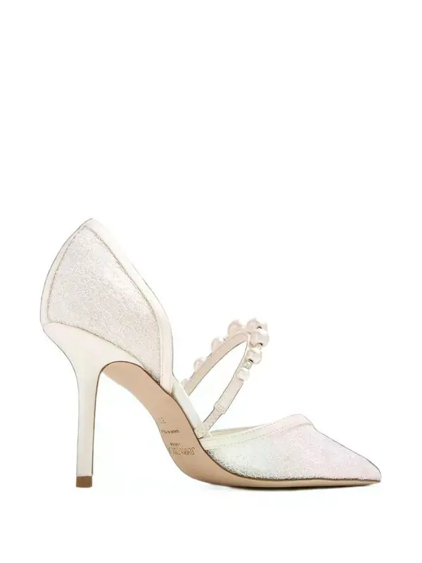 JIMMY CHOO Pearl-embellished Lace Pumps