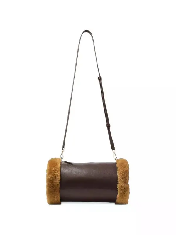 JIMMY CHOO Shearling-trim Leather Hand Warmer Bag