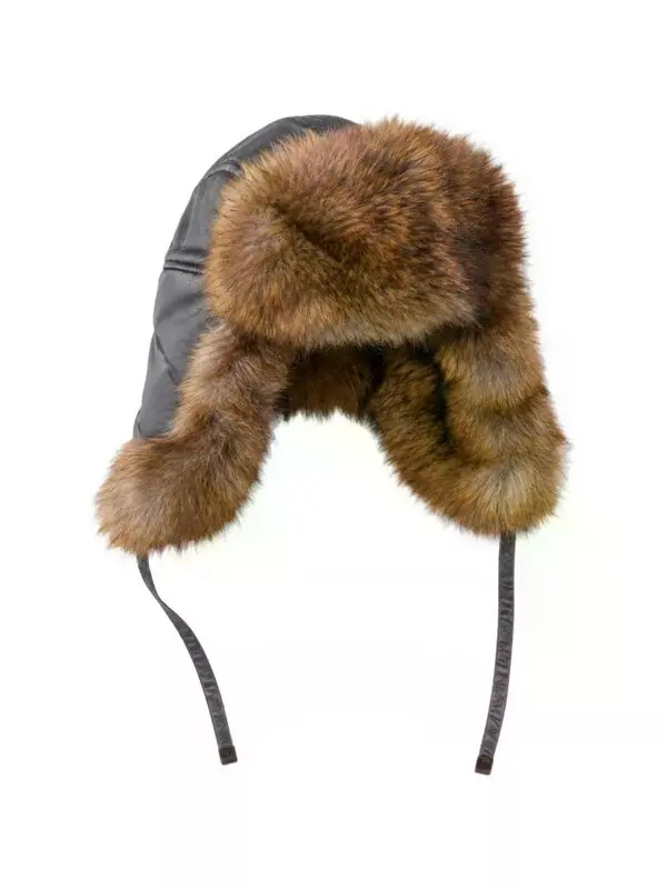 Miu Miu Technical Fabric And Faux Fur Trapper Hat