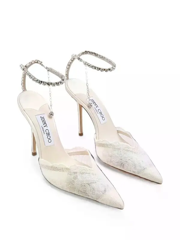 JIMMY CHOO Saeda Lace Crystal-embellished Sandals