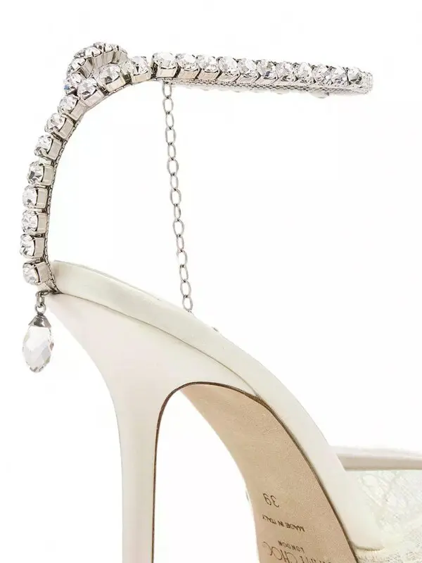 JIMMY CHOO Saeda Lace Crystal-embellished Sandals