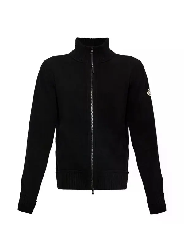 Moncler Logo-patch Zip-up Cardigan - Black