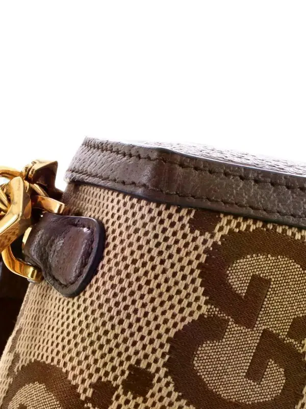 Gucci Bamboo 1947 Top Handle Bag Jumbo Gg Canvas Mini Crossbody Bag - Brown