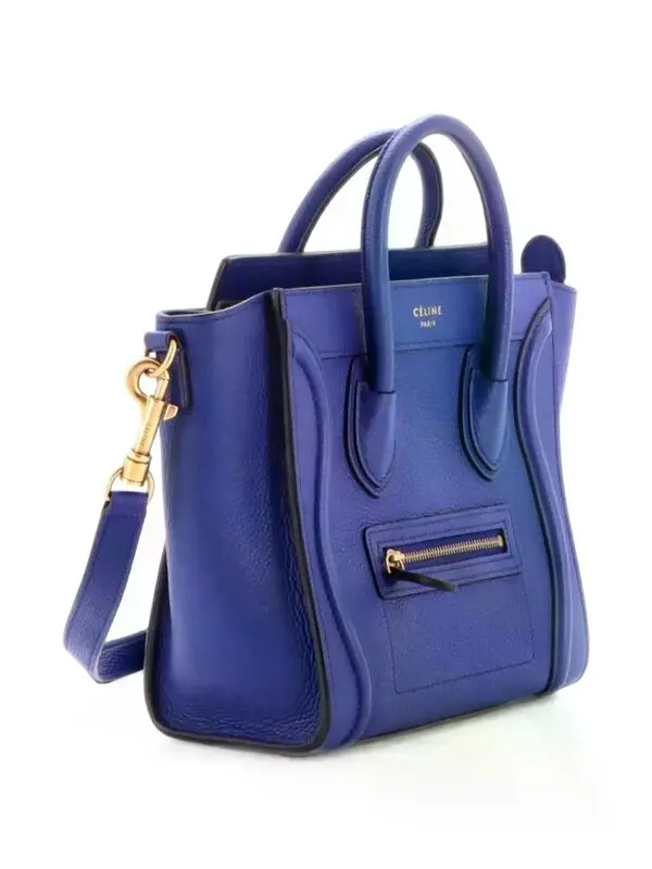Celine Luggage Bag Grainy Leather Nano Crossbody Bag - Blue