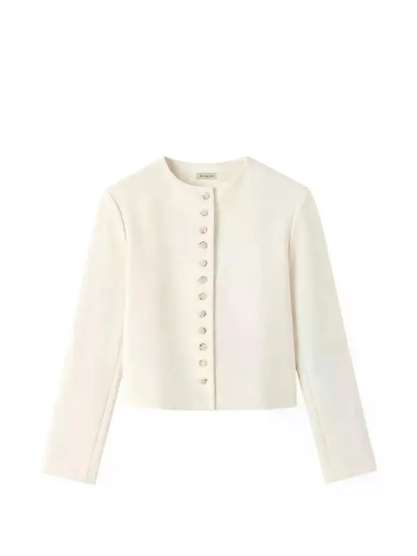 Almada Label Button-up Collarless Jacket - Neutrals