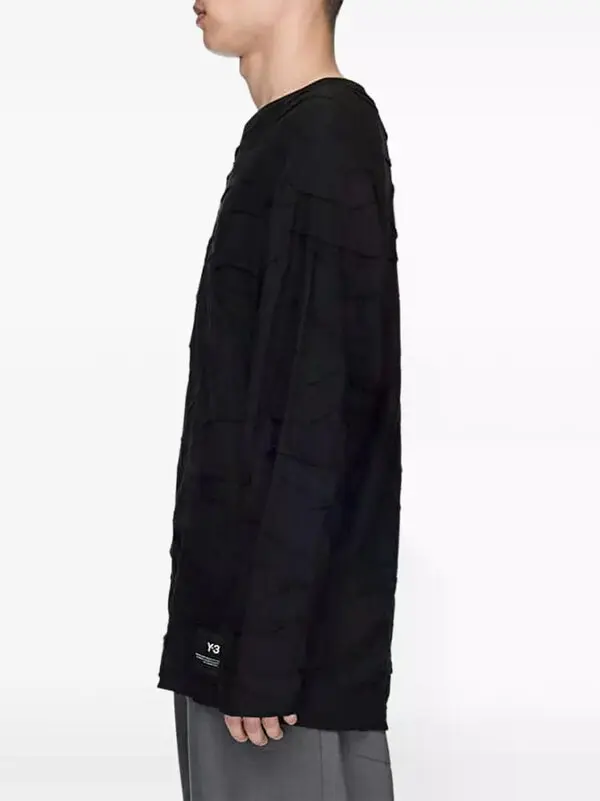 Y3 Distressed-effect Raglan-sleeve Sweater - Black