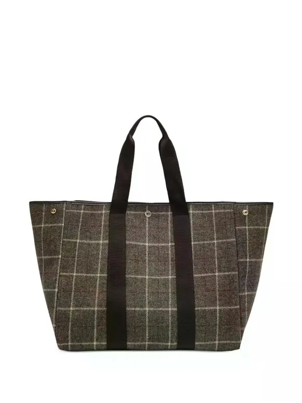 Rue De Verneuil Medium Traversée Check-pattern Tote Bag - Brown