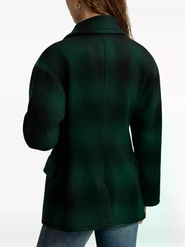 Polo Ralph Lauren Sculpted Plaid Wool-blend Peacoat