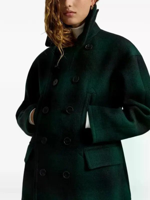 Polo Ralph Lauren Sculpted Plaid Wool-blend Peacoat