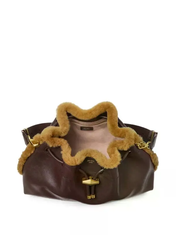 JIMMY CHOO Bon Bon Shearling-trim Shoulder Bag
