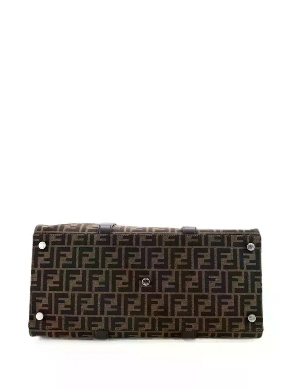 Fendi Convertible Open Zucca Jacquard Fabric And Leather Large Tote Bag