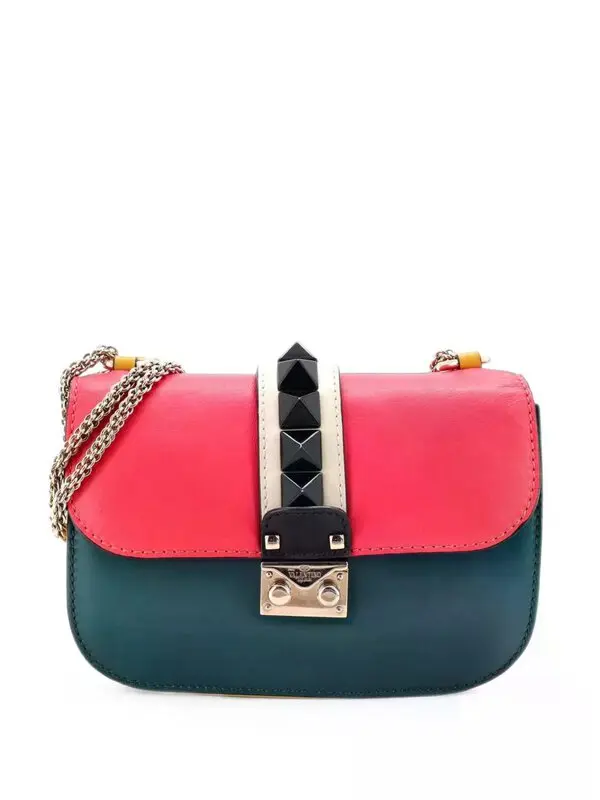 Valentino Garavani Glam Lock Covered Studs Leather Small Shoulder Bag - Multicolour