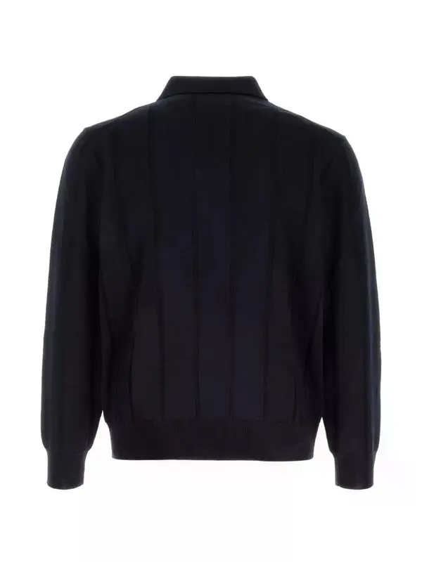 Canali Ribbed-knit Wool Polo Shirt