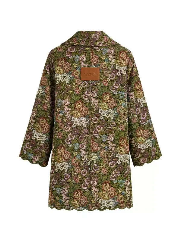 Farm Rio Floral-tapestry Scalloped-edge Coat