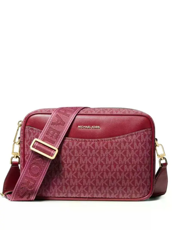 Michael Kors Bev Large Signature Logo Cross Body Bag - Red