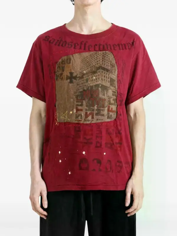 SAITOS Patch-detail Graphic-print T-shirt