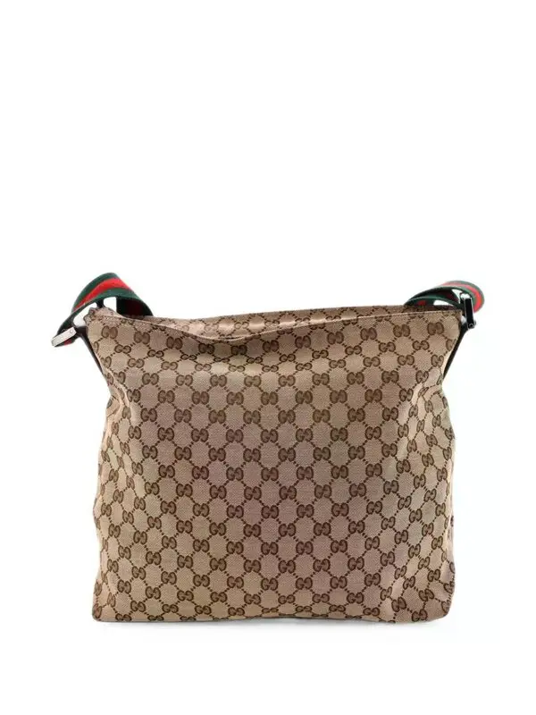 Gucci Front Pocket Web Messenger Gg Canvas Medium Crossbody Bag