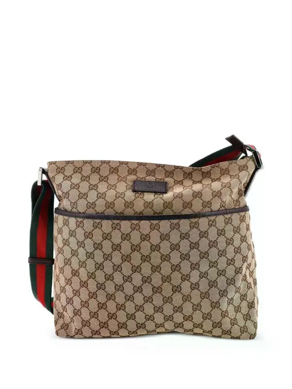 Gucci Front Pocket Web Messenger Gg Canvas Medium Crossbody Bag - Brown