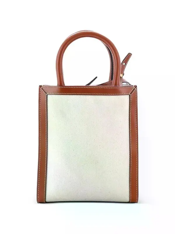Celine Sulky Vertical Cabas Tote Canvas With Leather Mini Crossbody Bag - Neutrals