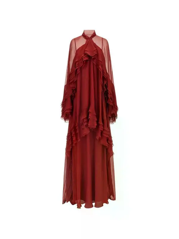 Alberta Ferretti Ruffled Silk-chiffon Maxi Dress