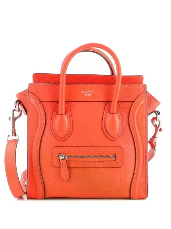 Celine Luggage Bag Grainy Leather Nano Crossbody Bag - Red