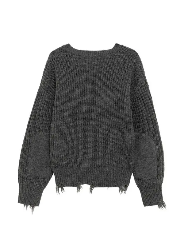 AMISH SUPPLIES Distressed Ribbed-knit Sweater