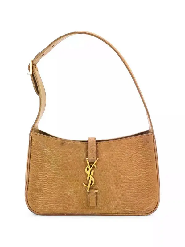 Saint Laurent Le 5 A 7 Hobo Lizard Embossed Nubuck Small Shoulder Bag