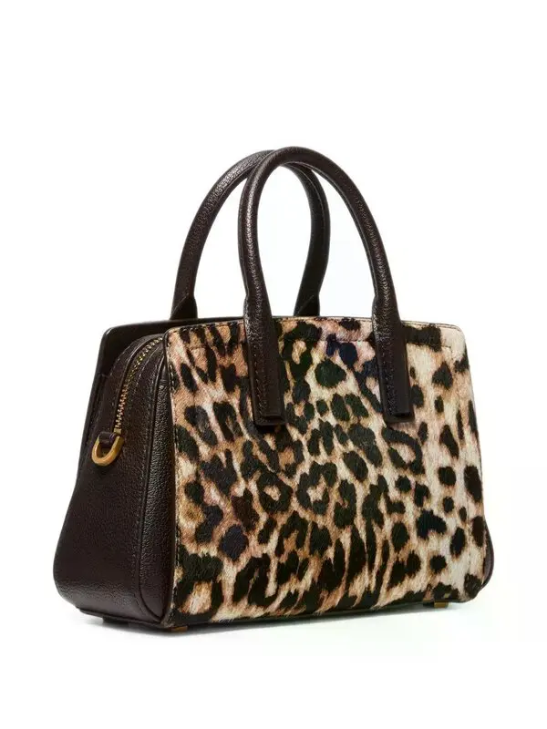 Michael Kors Small Laila Calfskin Satchel With Leopard Print