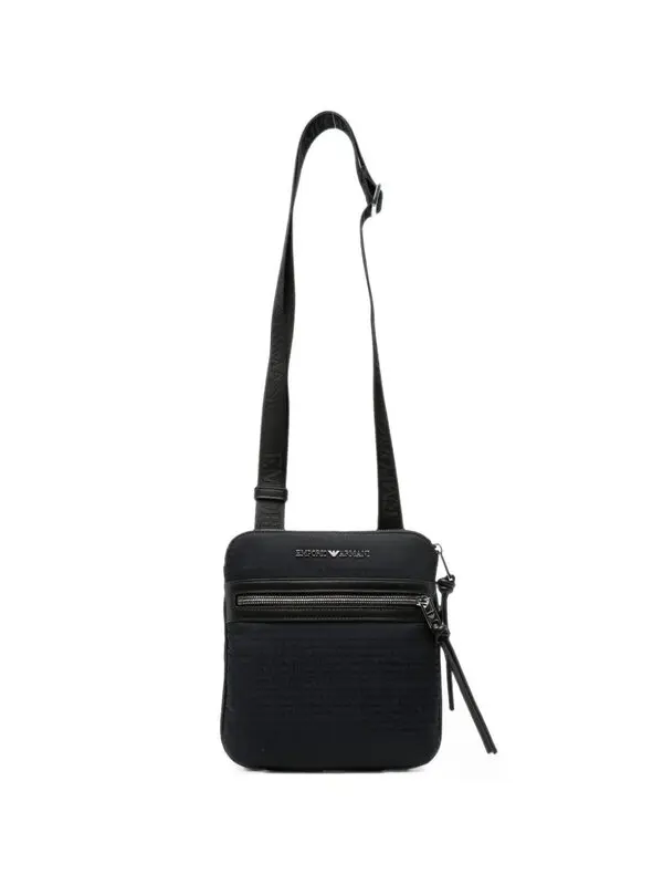 Emporio Armani Logo-print Zip-up Messenger Bag - Blue