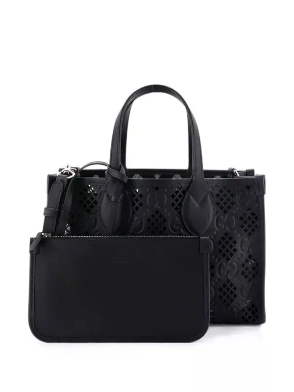 Gucci Convertible Gg Debossed Laser Cut Leather Small Tote Bag