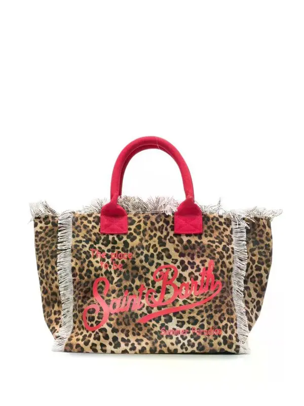MC2 SAINT BARTH Leopard-print Frayed Tote Bag