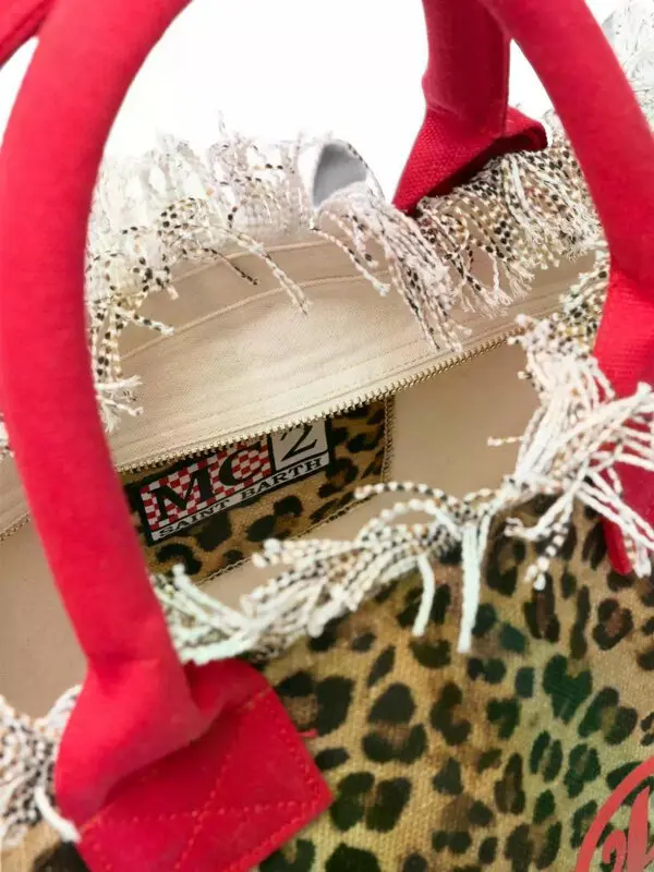 MC2 SAINT BARTH Leopard-print Frayed Tote Bag