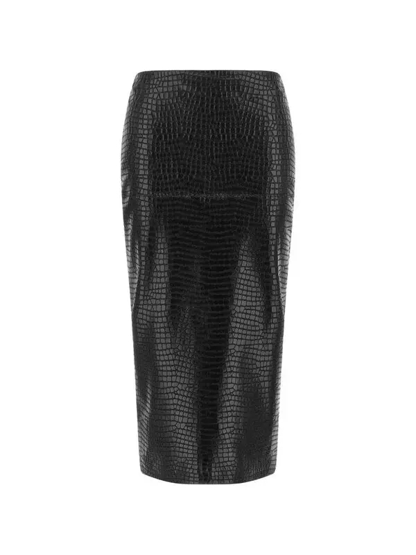 NUDE Croc-effect Sheath Midi Skirt