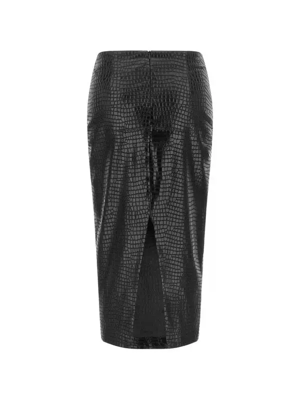 NUDE Croc-effect Sheath Midi Skirt