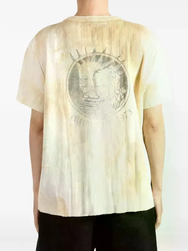 SAITOS Graphic-print Waffle-knit Henley T-shirt