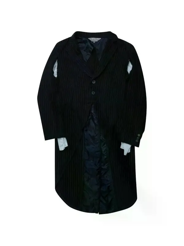 Comme Des Garçons Pinstripe-pattern Cutout Coat