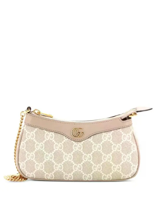 Gucci Ophidia Charm Shoulder Bag Gg Coated Canvas With Leather Mini Crossbody Bag - Neutrals
